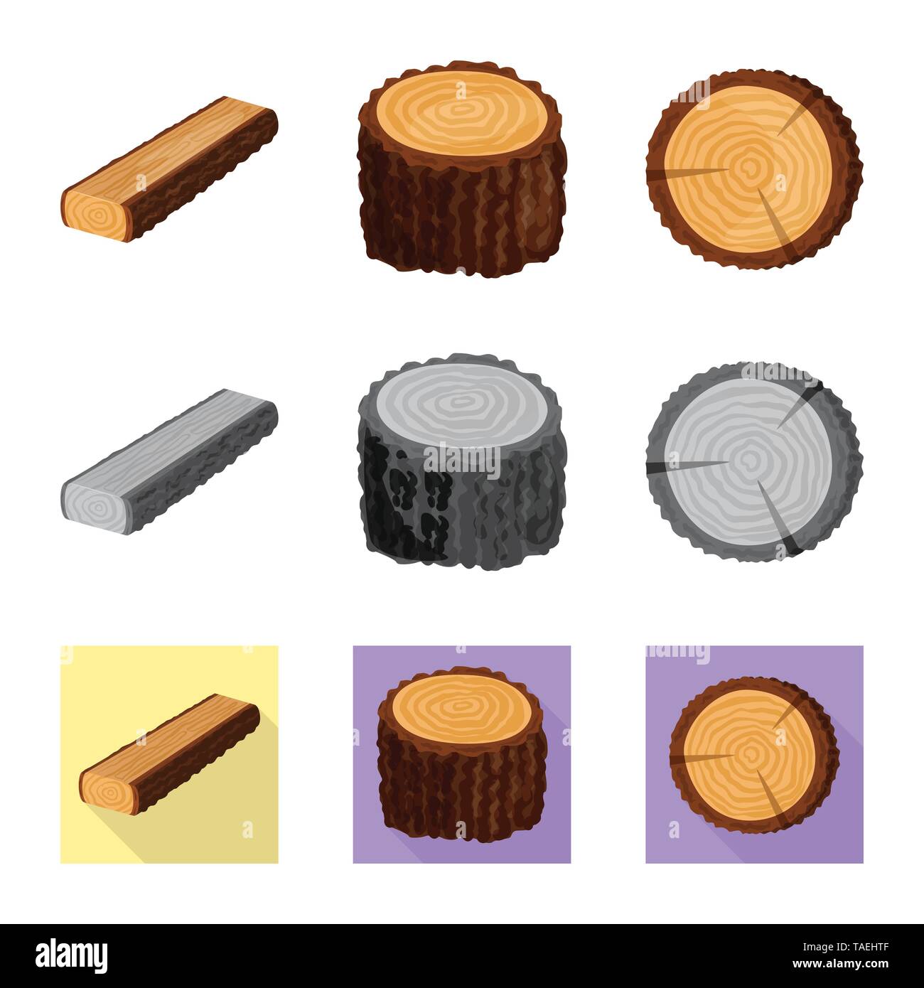 Vector design of tree and raw icon. Collection of tree and construction ...