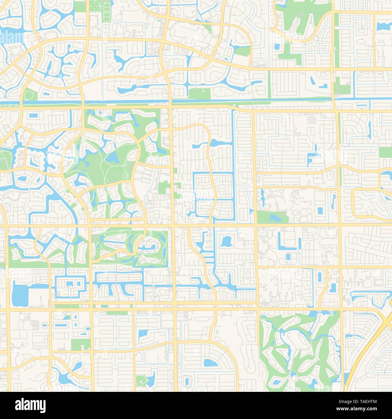 Empty vector map of Tamarac, Florida, USA, printable road map created ...