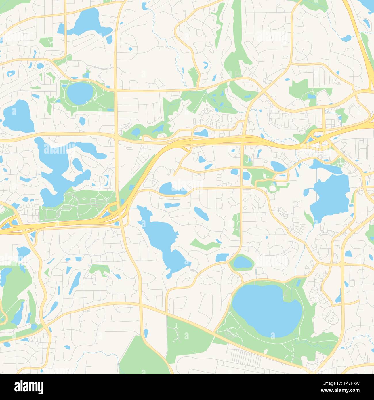 Empty vector map of Eden Prairie, Minnesota, USA, printable road map ...