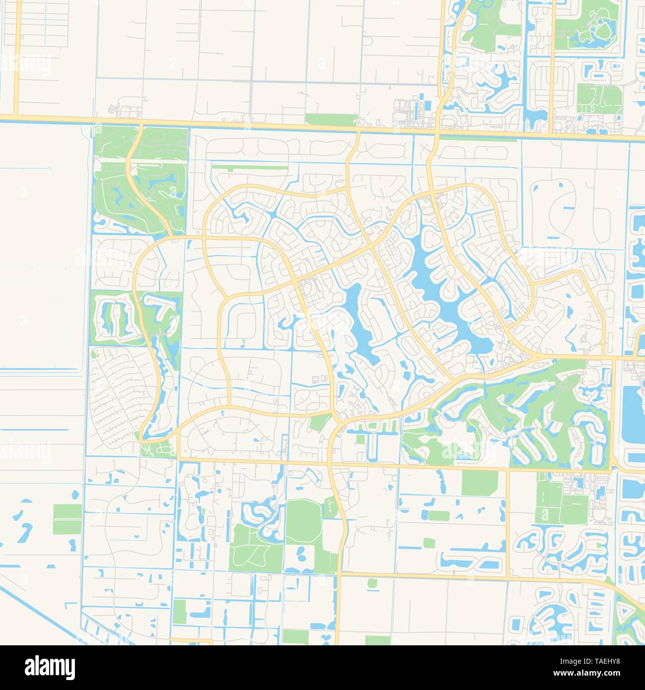 Empty vector map of Wellington, Florida, USA, printable road map ...