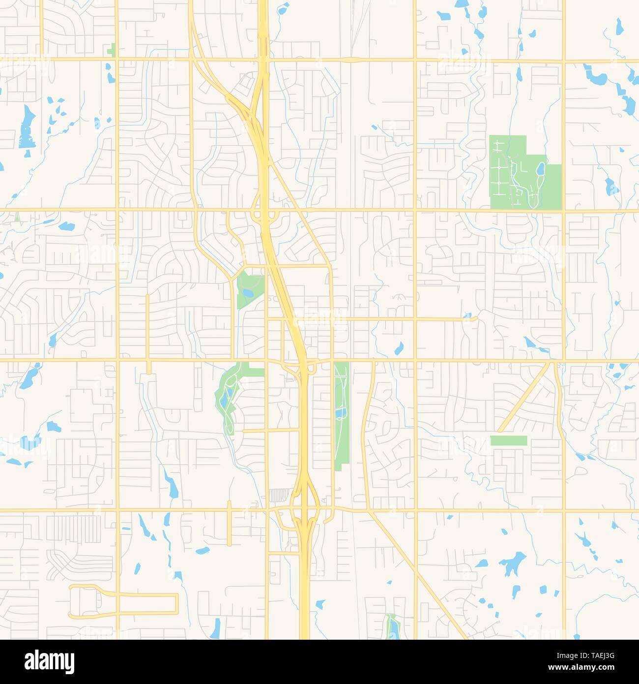 Empty vector map of Moore, Oklahoma, USA, printable road map created in ...