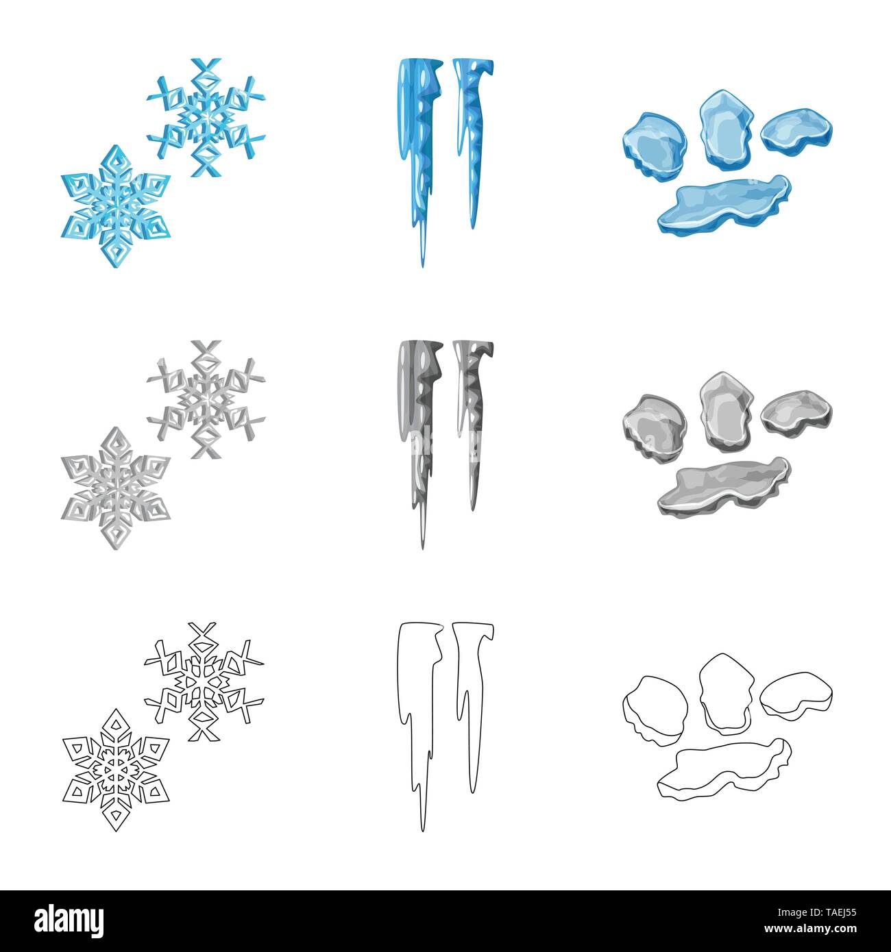 Vector design of texture and frozen icon. Collection of texture and ...