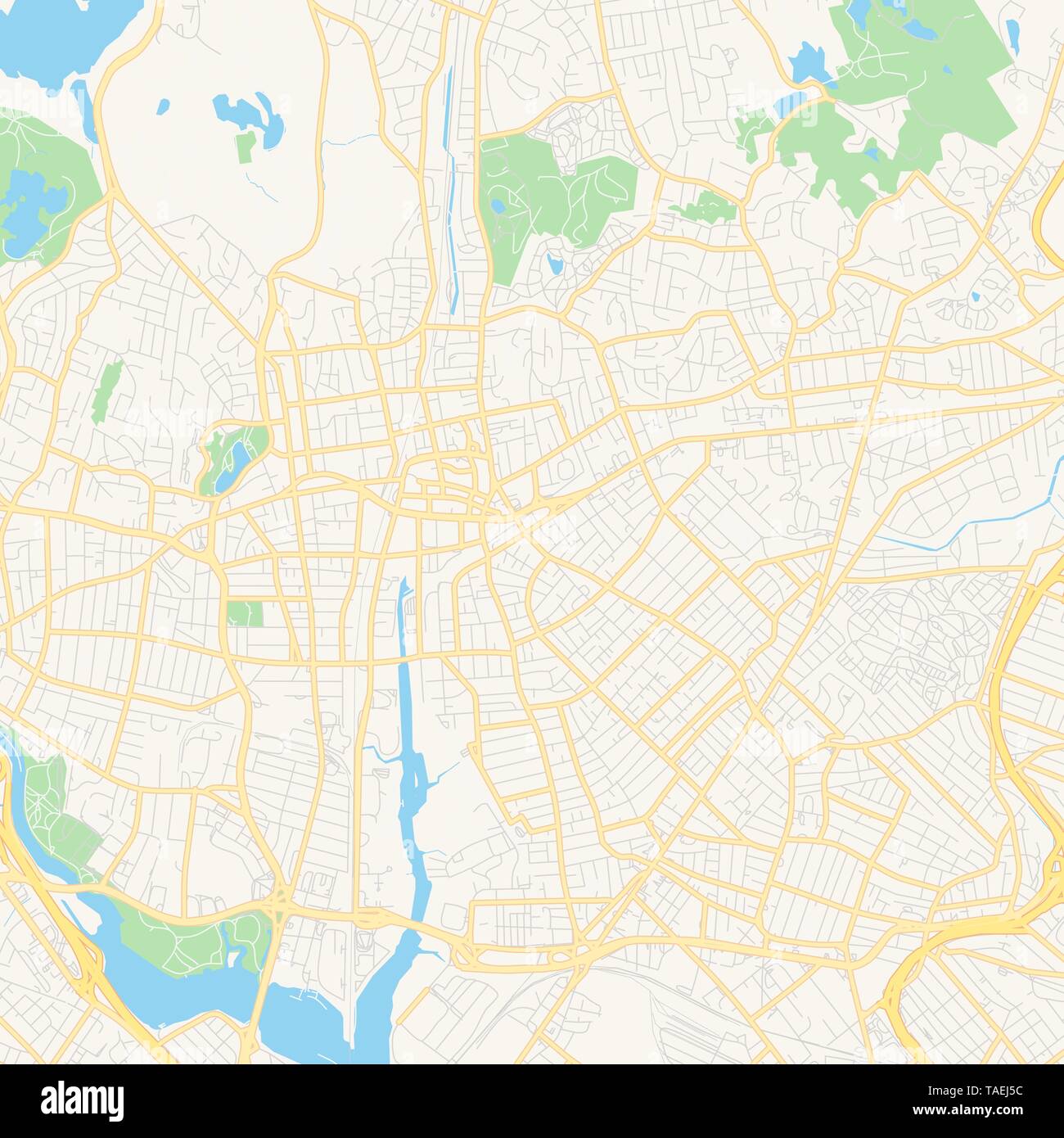 Empty vector map of Malden, Massachusetts, USA, printable road map ...