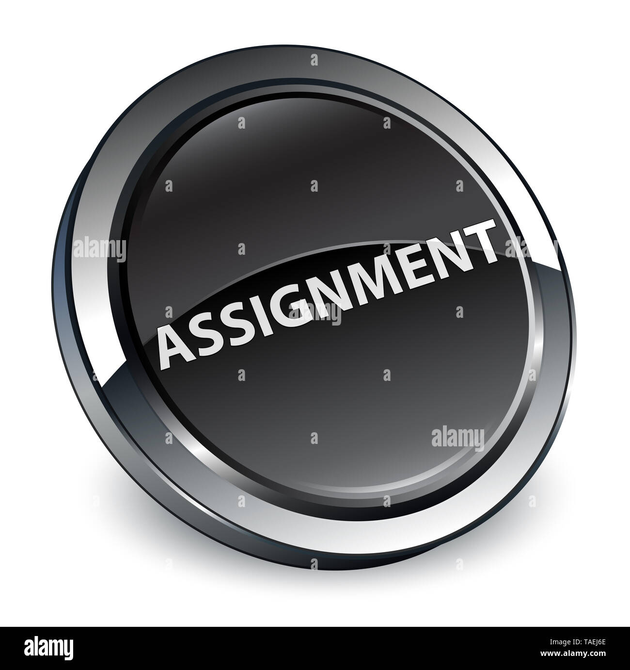 Assignment isolated on 3d black round button abstract illustration ...
