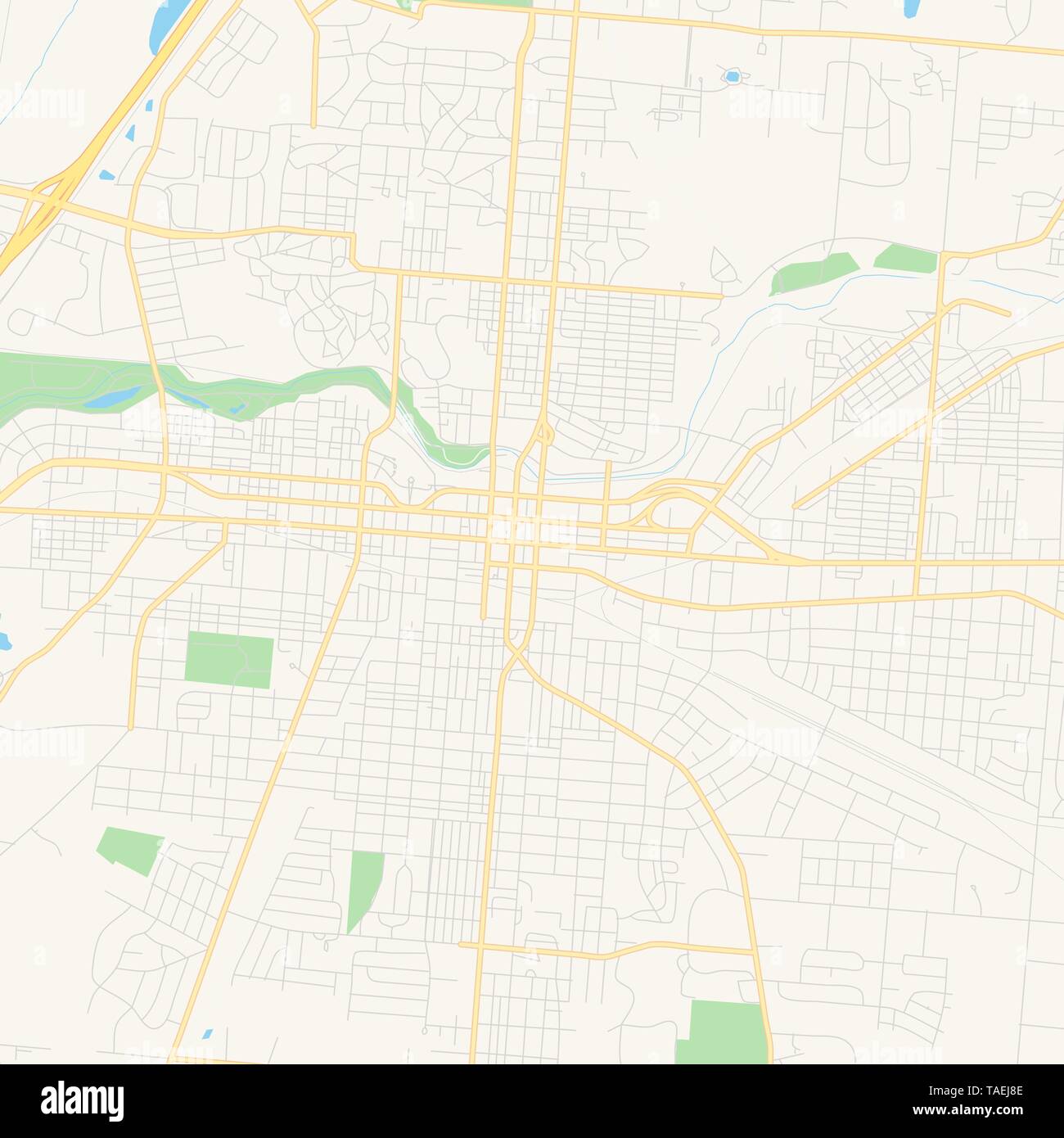 Empty vector map of Springfield, Ohio, USA, printable road map created ...