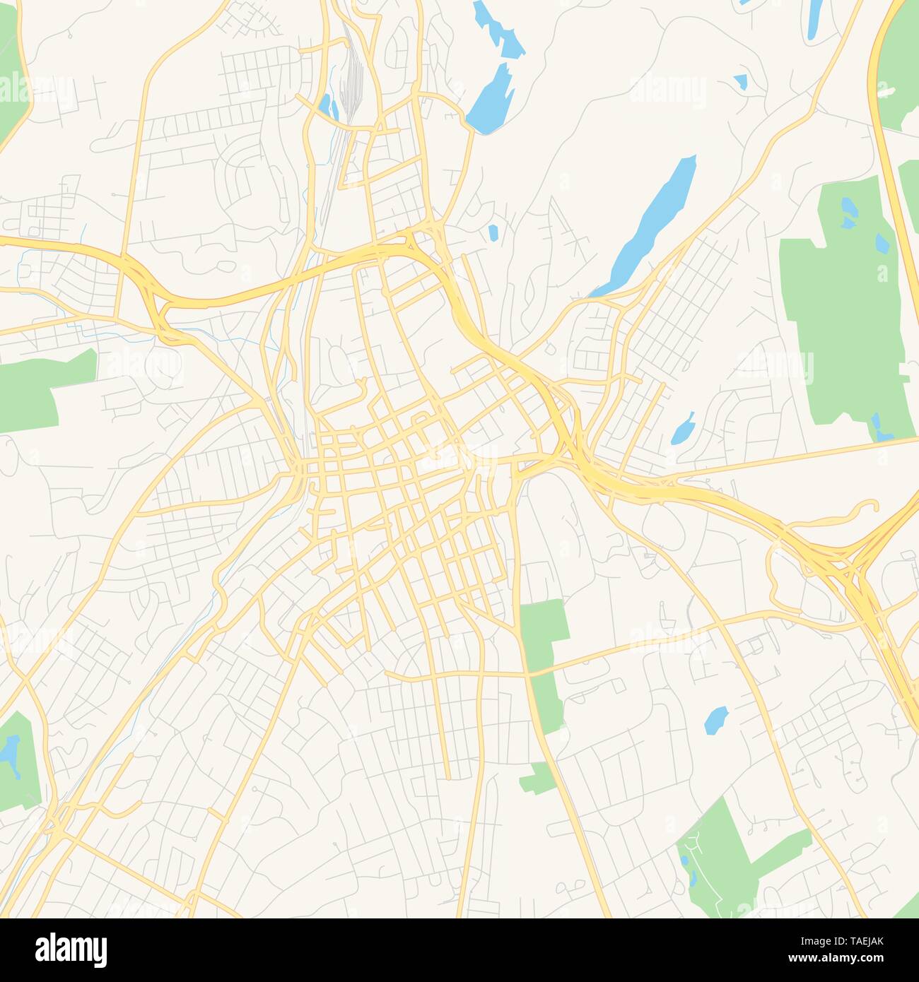 Empty vector map of White Plains, New York, USA, printable road map ...