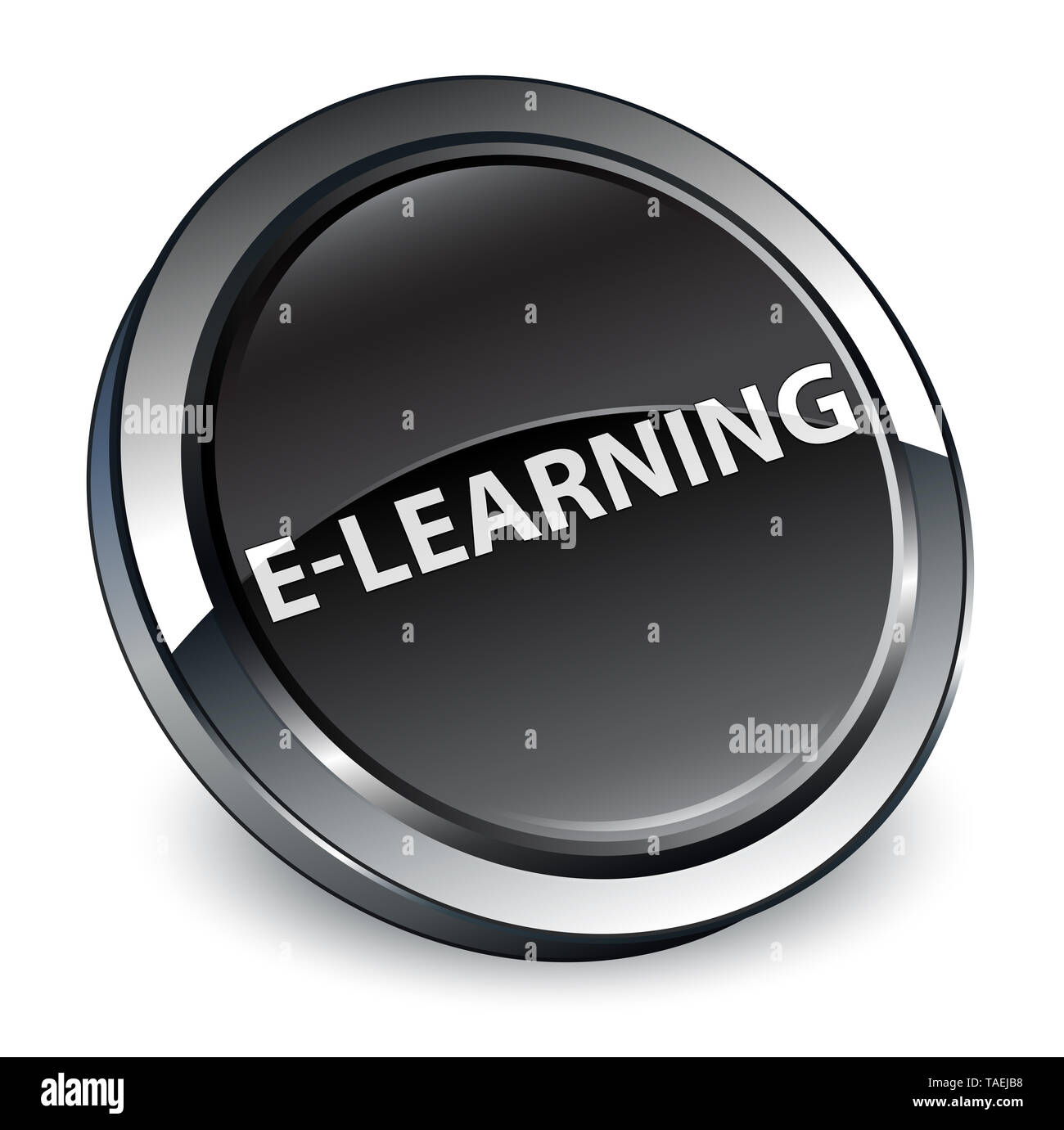 E-learning isolated on 3d black round button abstract illustration ...