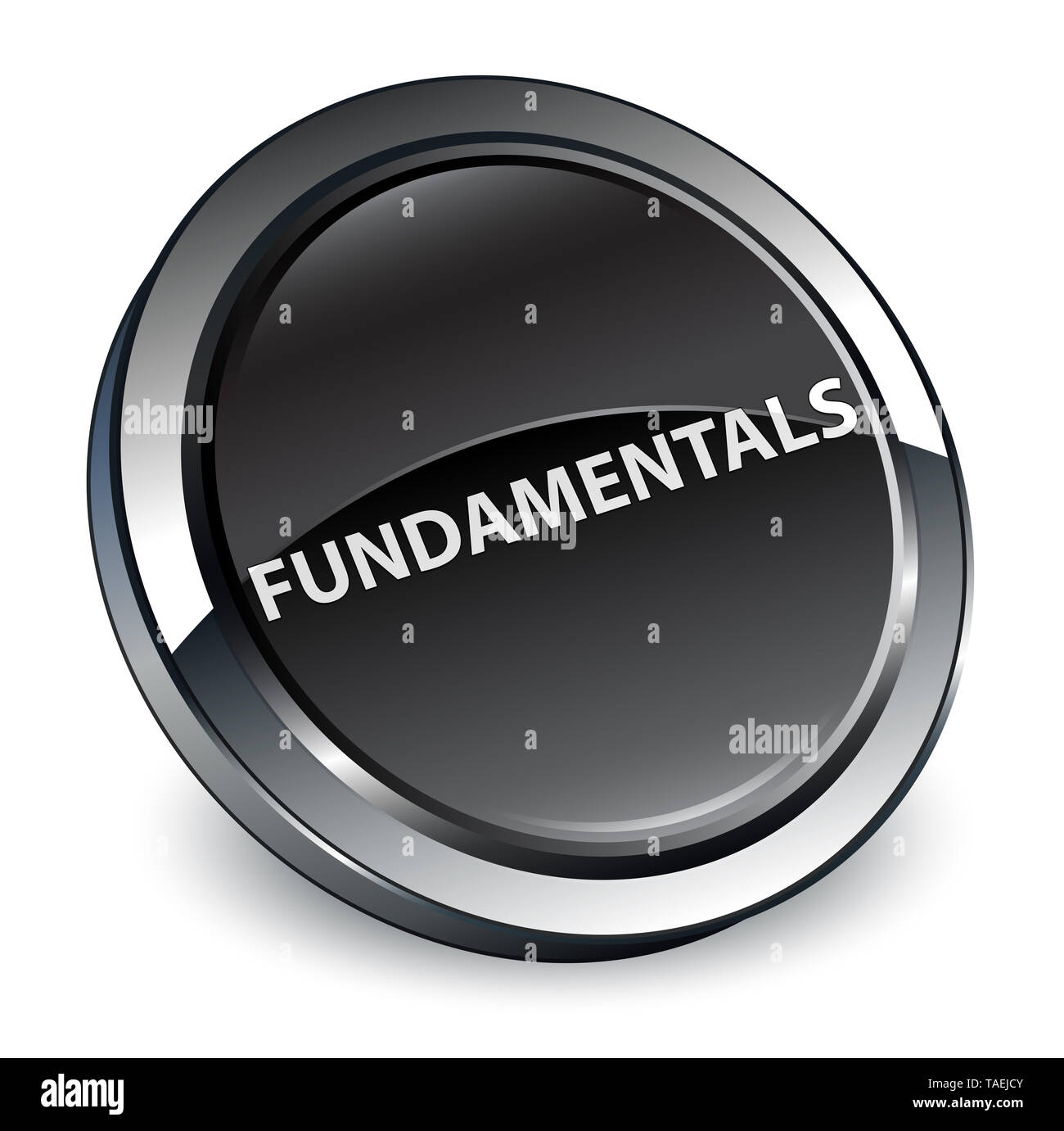 Fundamentals isolated on 3d black round button abstract illustration ...