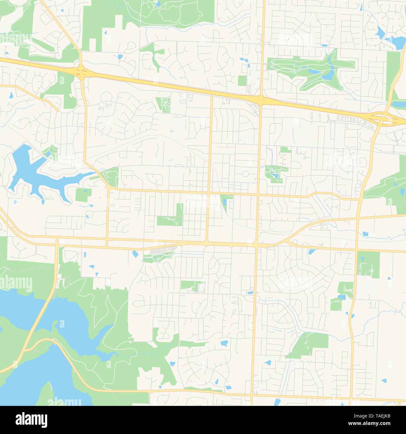Empty vector map of Blue Springs, Missouri, USA, printable road map ...