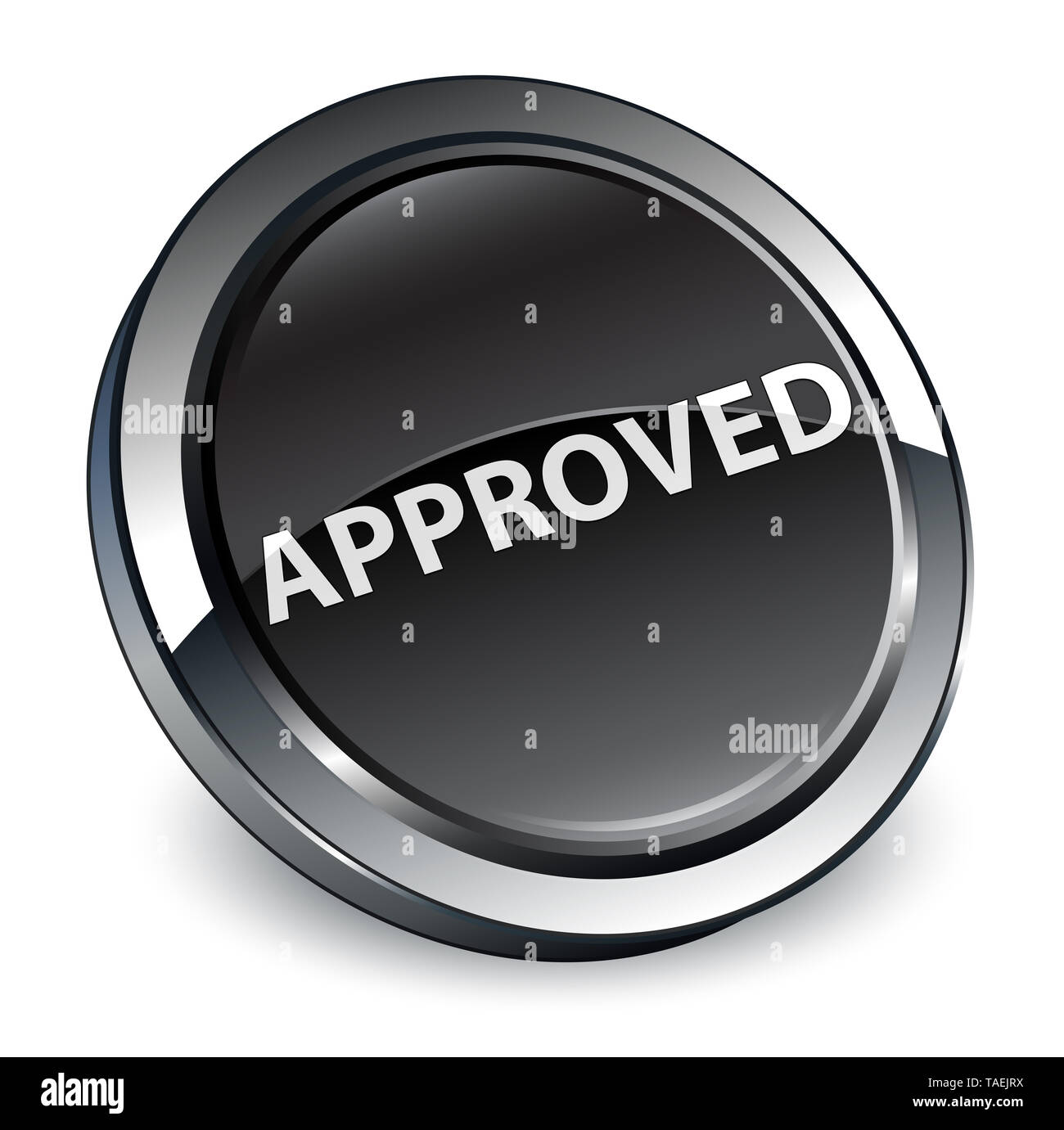 Approved isolated on 3d black round button abstract illustration Stock ...