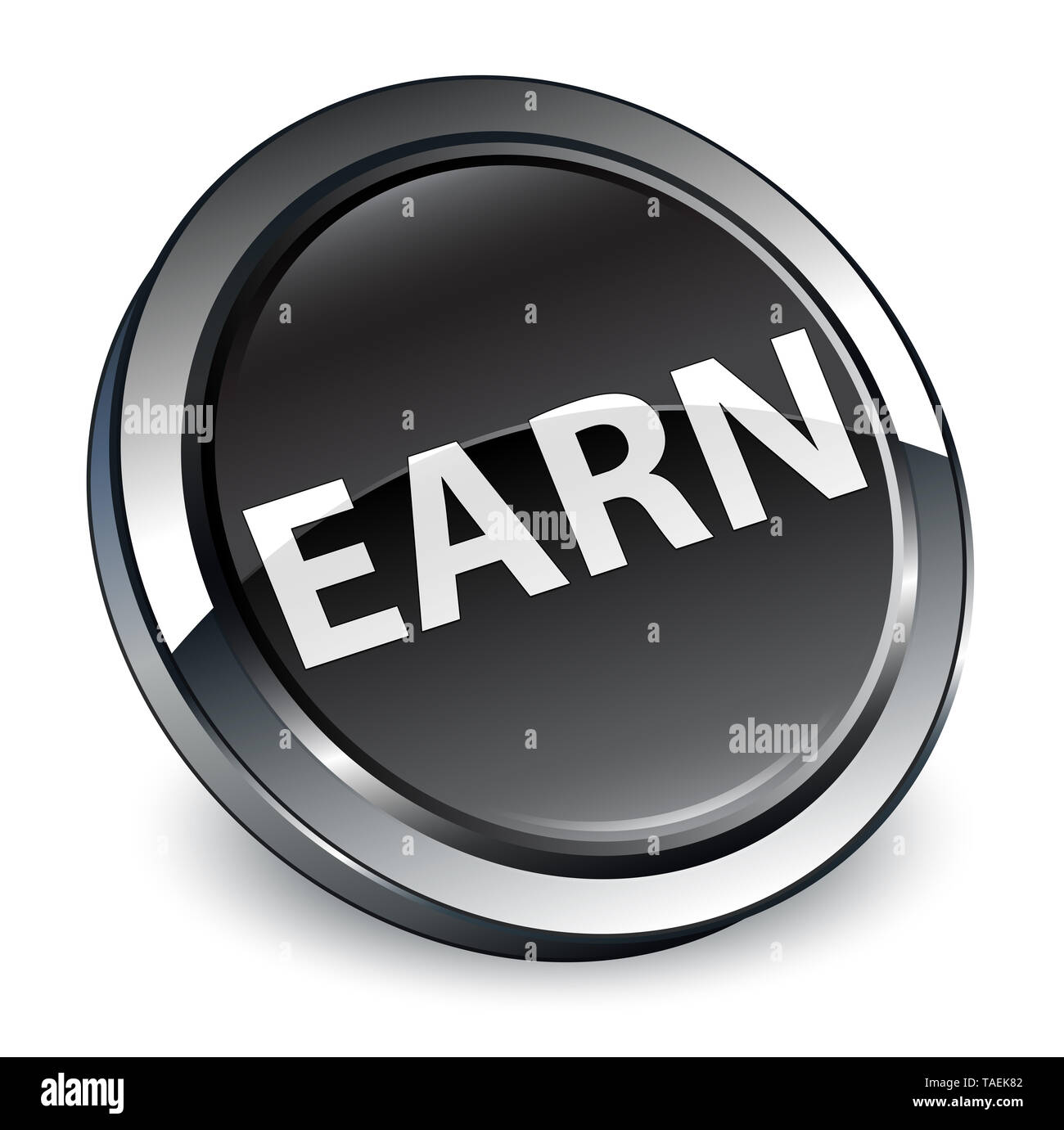 Earn isolated on 3d black round button abstract illustration Stock ...