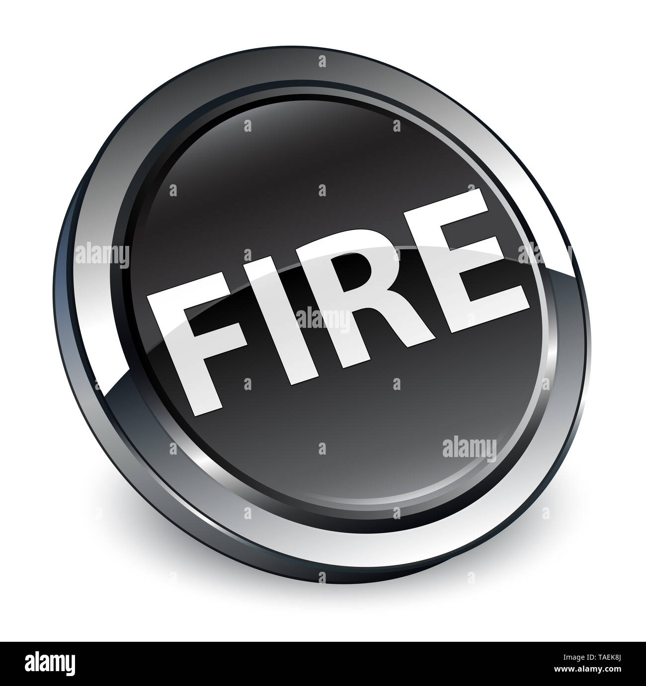 Fire isolated on 3d black round button abstract illustration Stock ...
