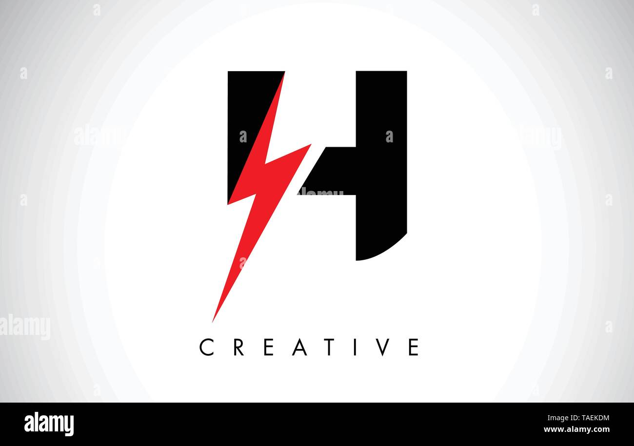 H Letter Logo Design With Lighting Thunder Bolt. Electric Bolt Letter ...