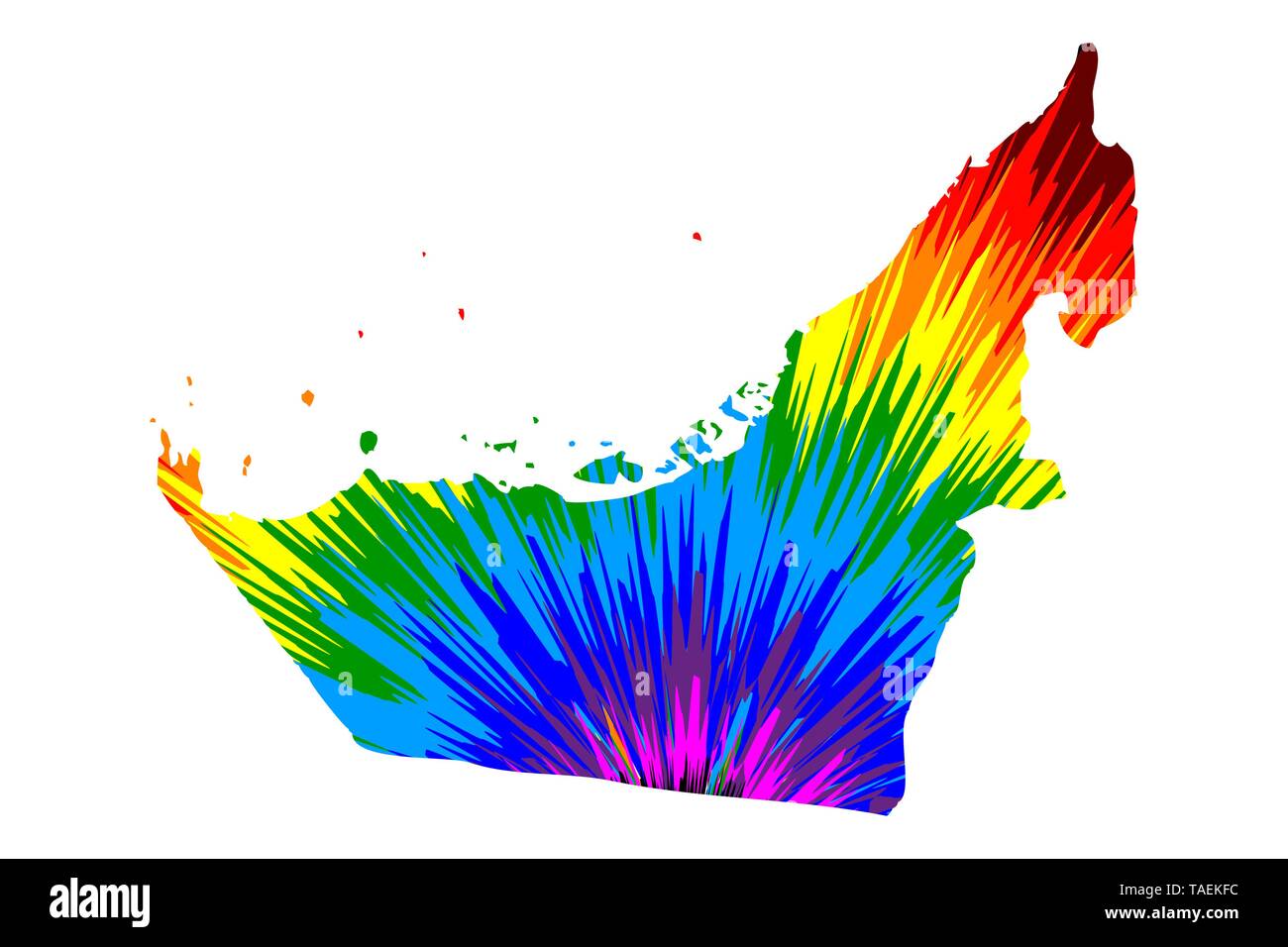 United Arab Emirates - map is designed rainbow abstract colorful ...