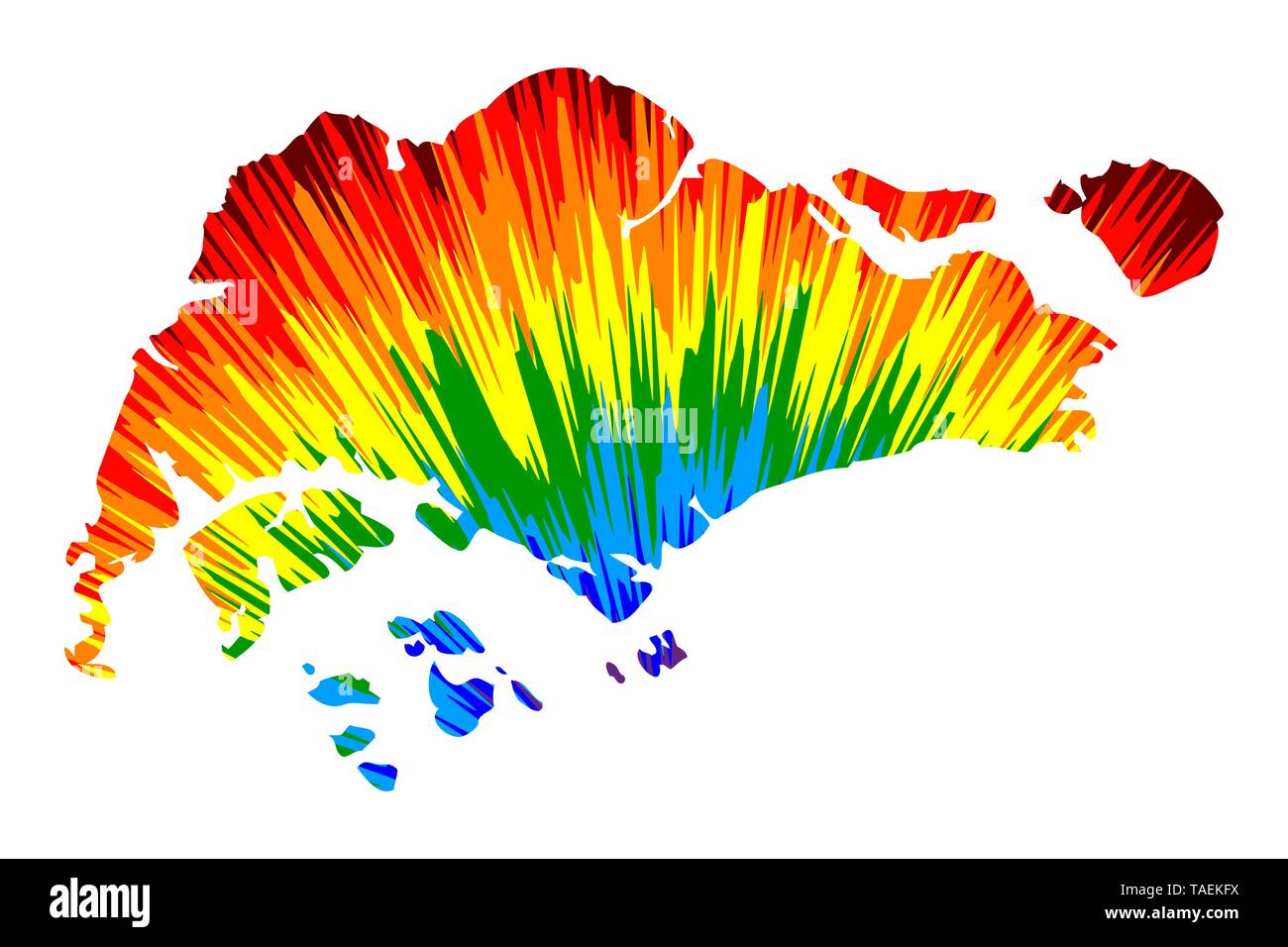 Singapore Map Is Designed Rainbow Abstract Colorful Pattern Republic
