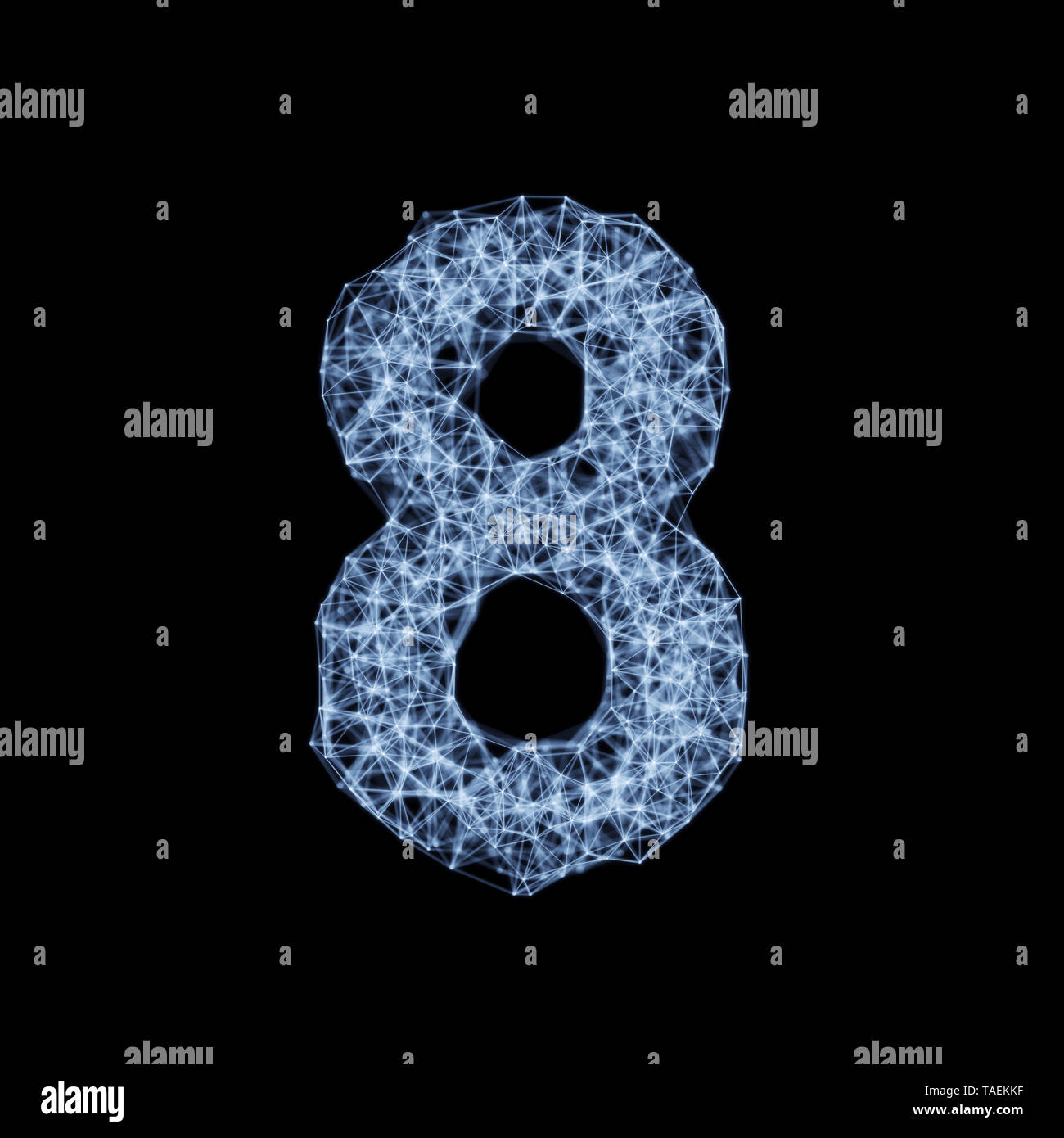 Abstract mesh line and point light digit number character 8 eight font ...