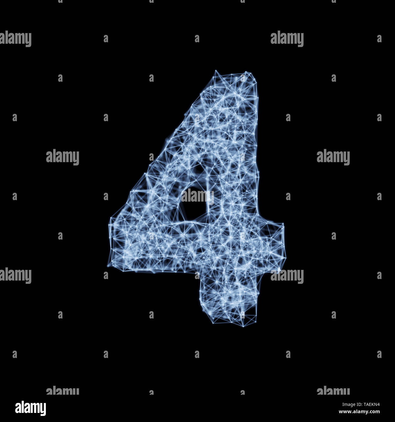 Abstract mesh line and point light digit number character 4 four font ...