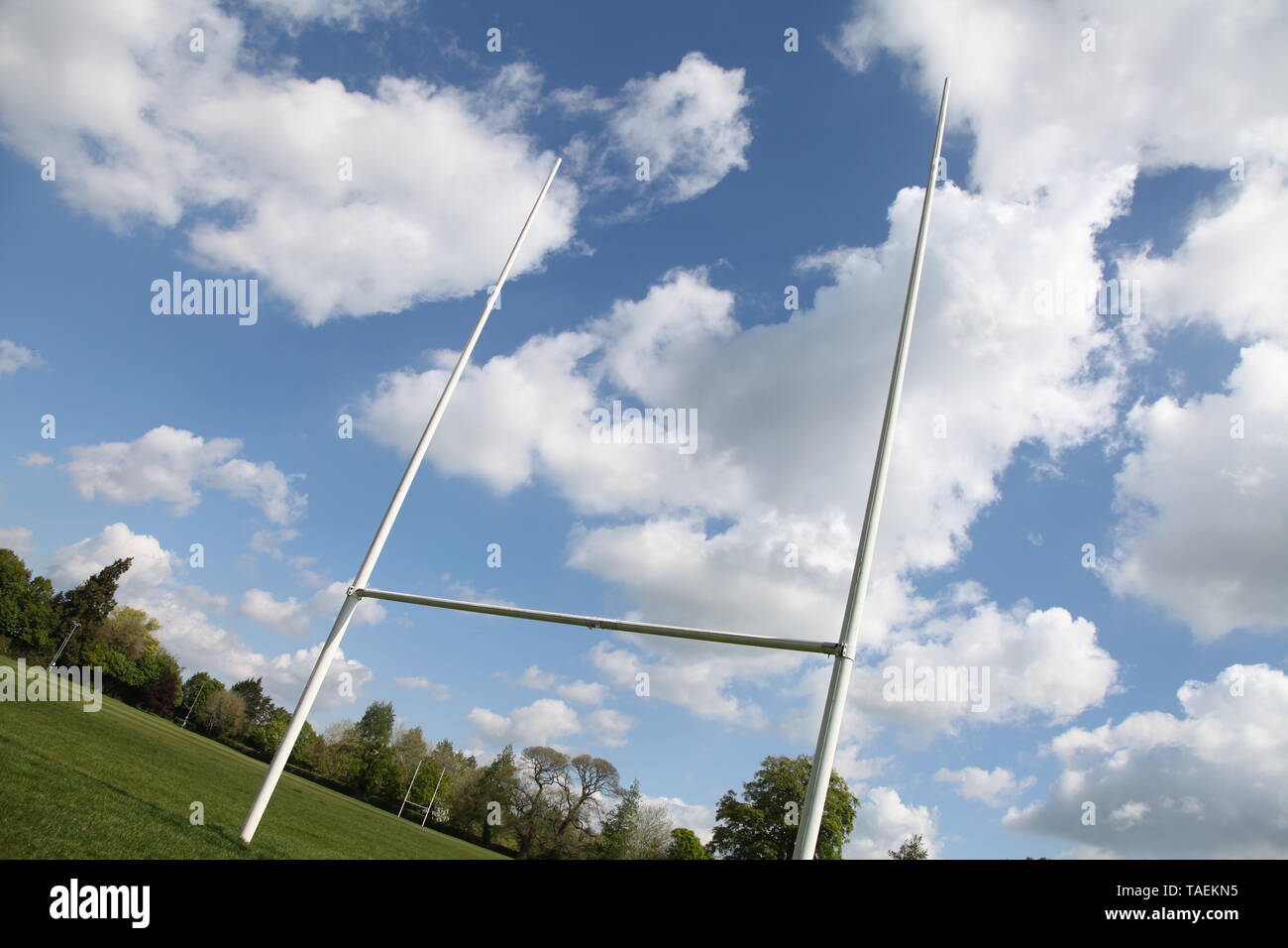 Blue sky seen through rugby posts hi-res stock photography and images ...