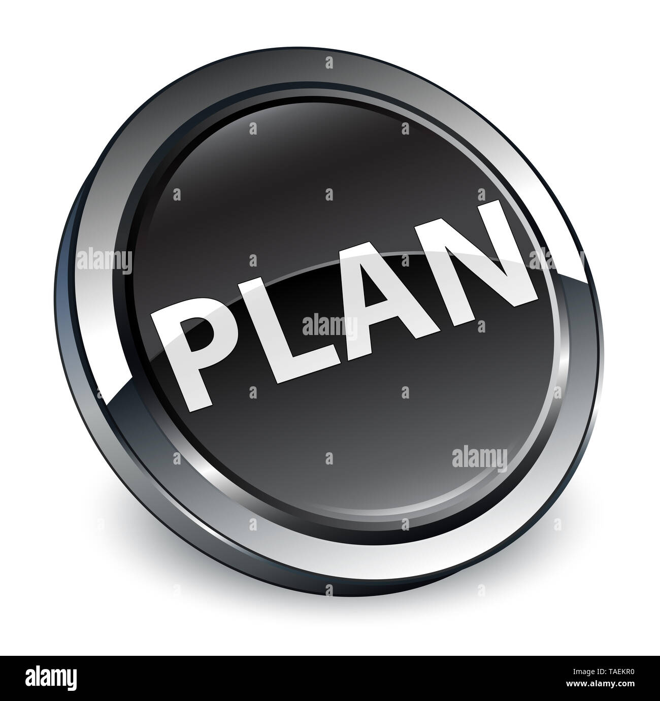 Plan isolated on 3d black round button abstract illustration Stock ...