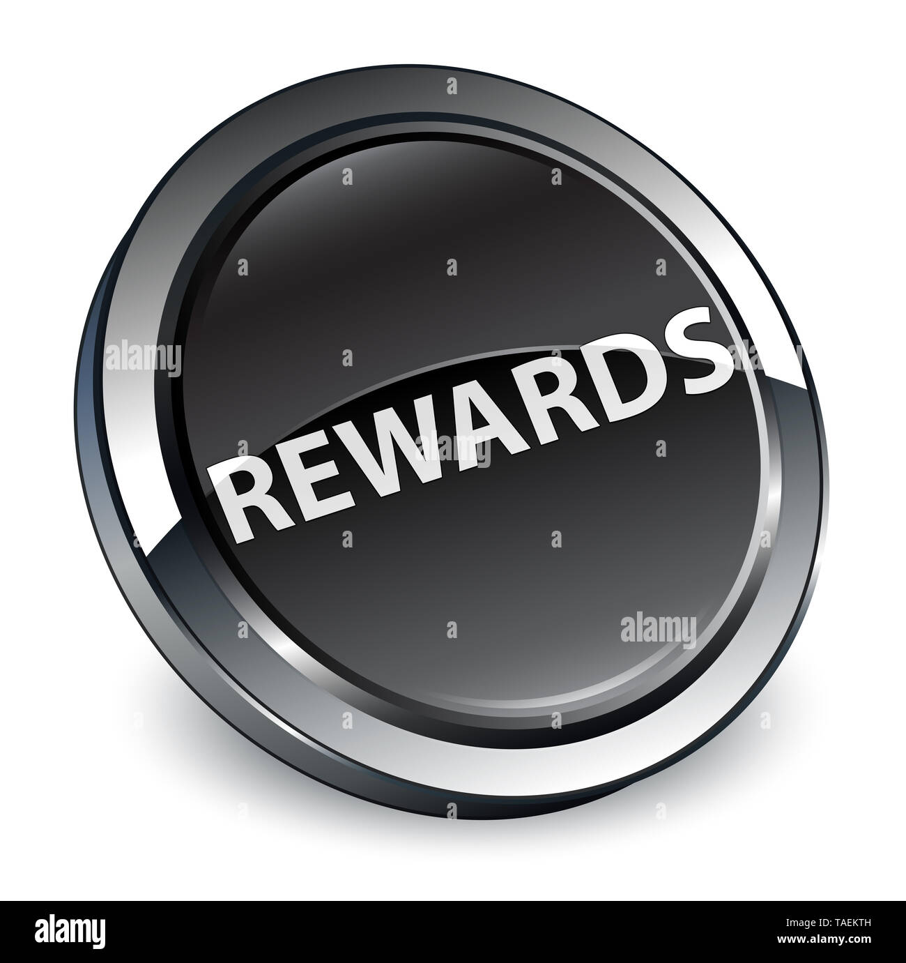Rewards isolated on 3d black round button abstract illustration Stock ...