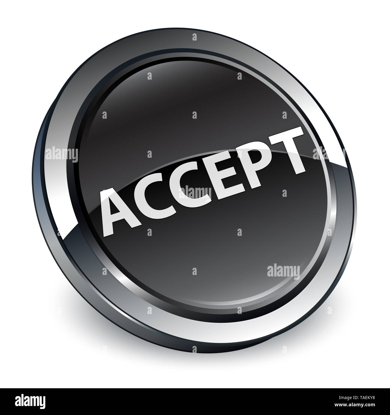 Accept isolated on 3d black round button abstract illustration Stock ...