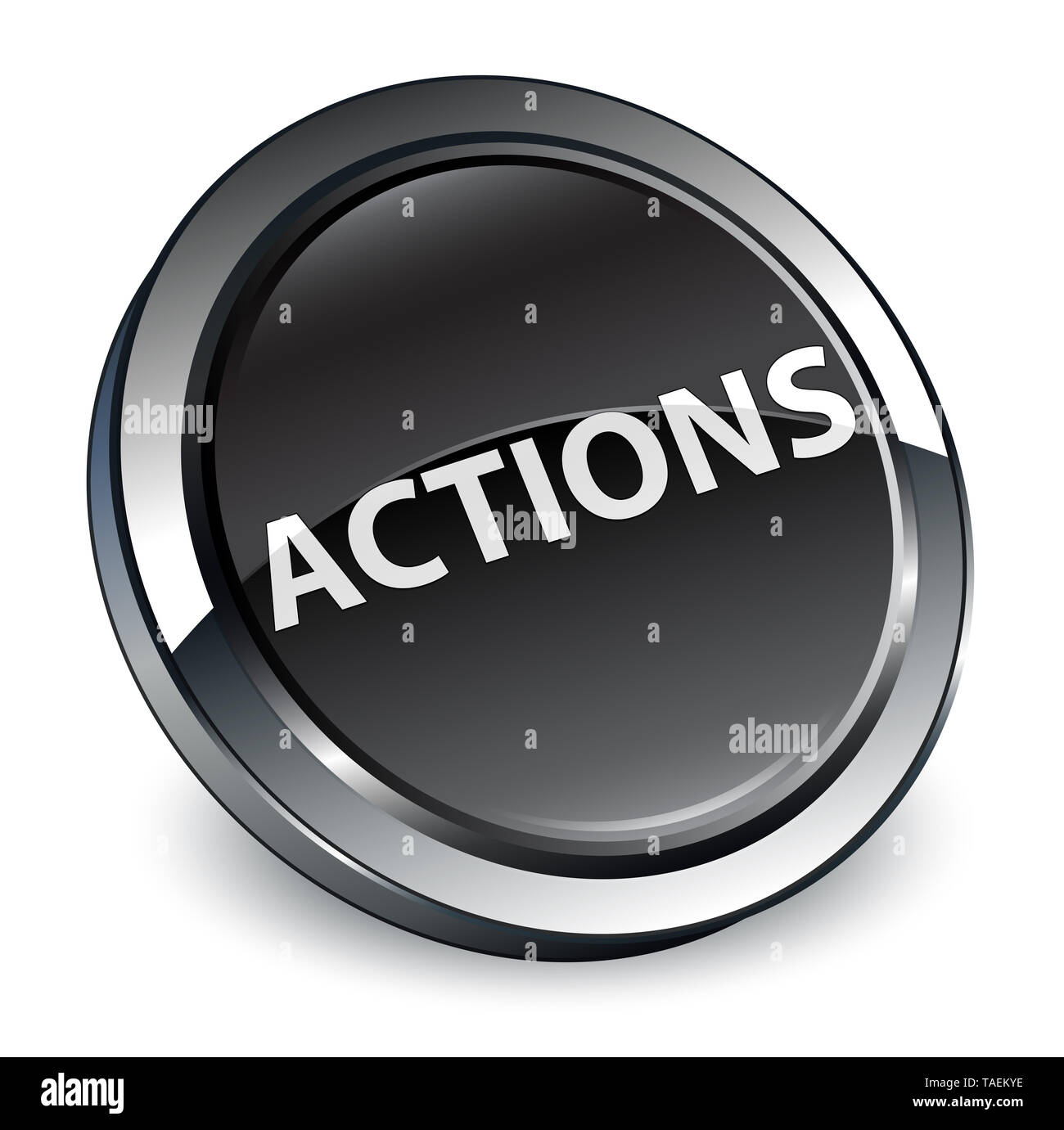 Actions isolated on 3d black round button abstract illustration Stock ...