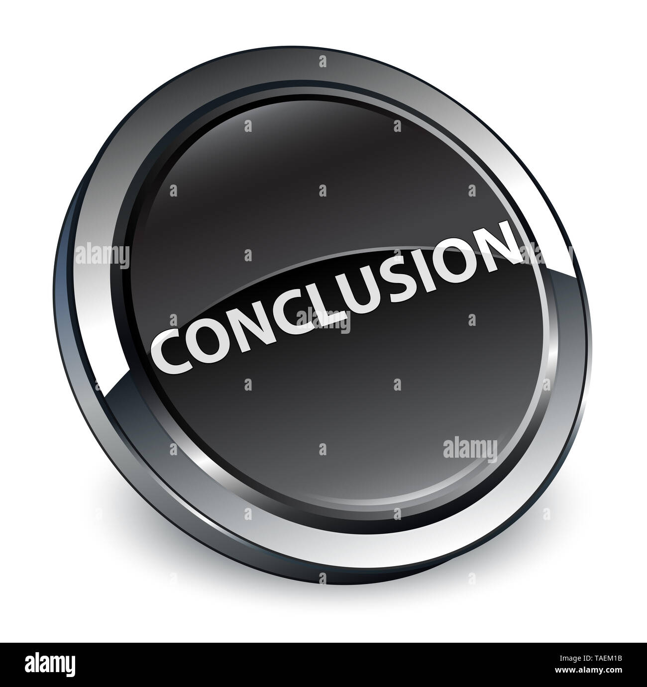 Conclusion isolated on 3d black round button abstract illustration ...