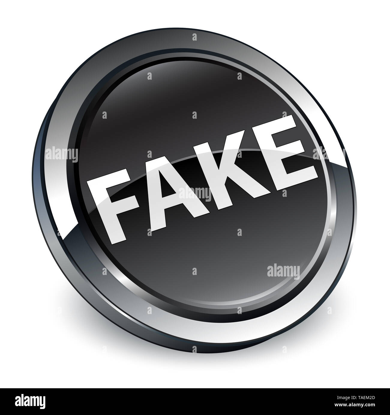 Fake isolated on 3d black round button abstract illustration Stock ...