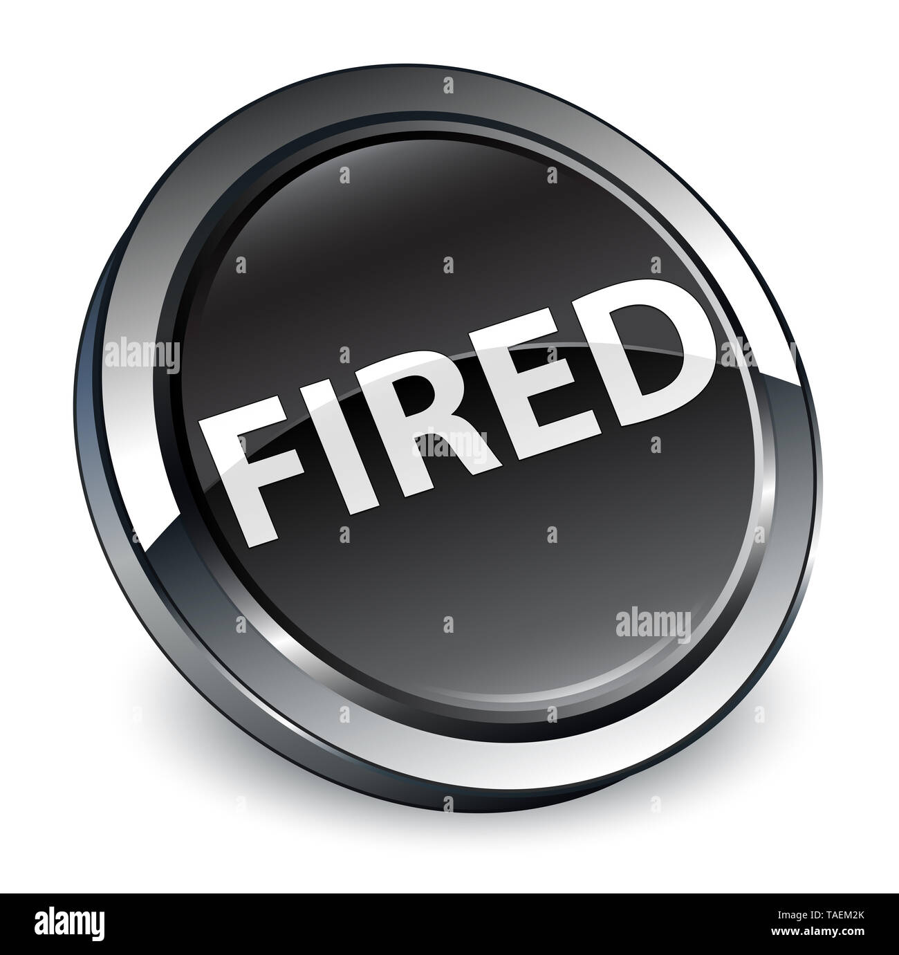 Fired isolated on 3d black round button abstract illustration Stock ...