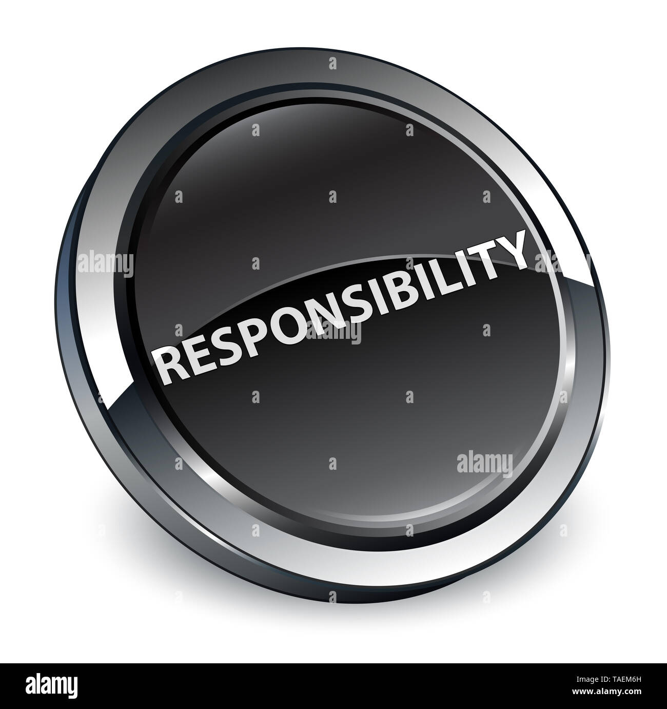 Responsibility isolated on 3d black round button abstract illustration ...