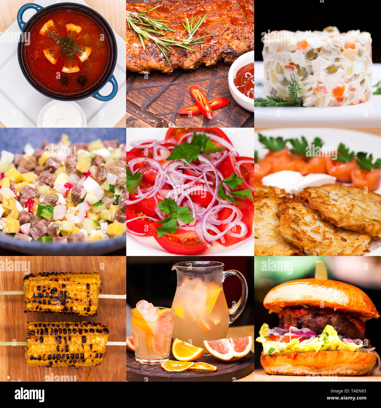 Collage of various restaurant dishes Stock Photo - Alamy
