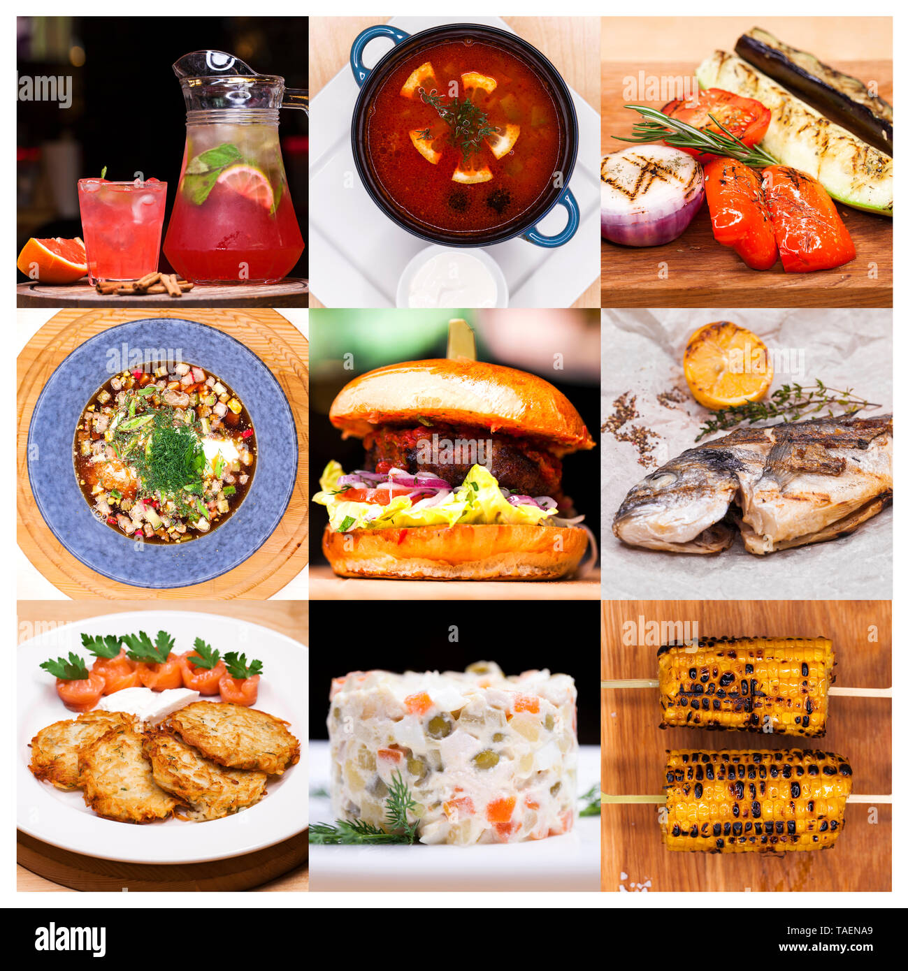 Collage of various restaurant dishes Stock Photo - Alamy