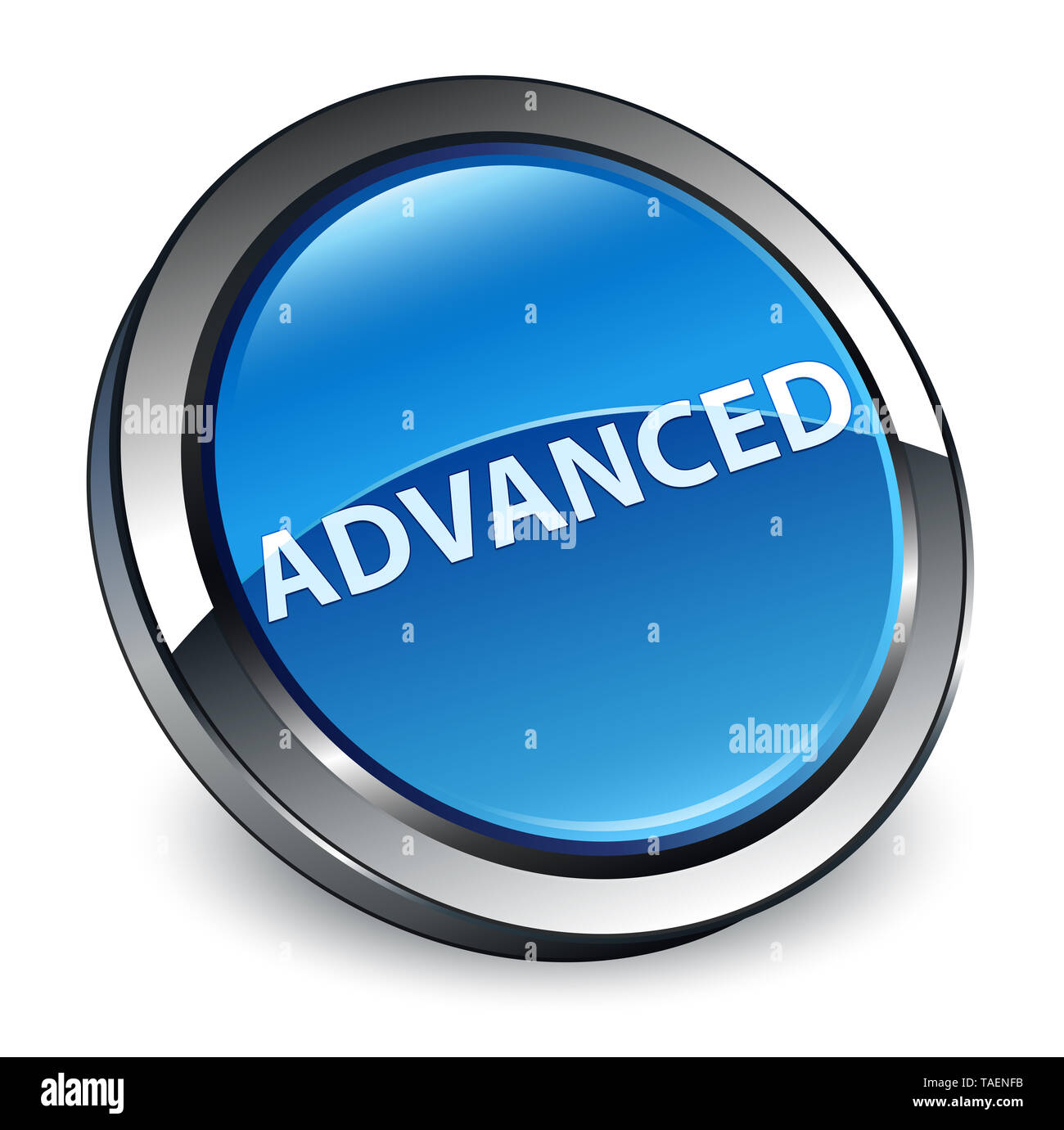 Advanced isolated on 3d blue round button abstract illustration Stock ...