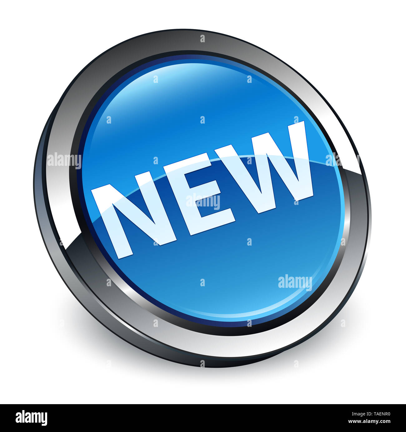 New isolated on 3d blue round button abstract illustration Stock Photo ...