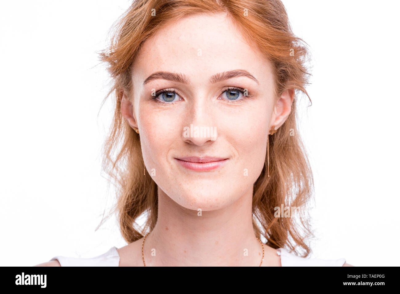 Portrait of a beautiful young woman of European, Caucasian nationality ...
