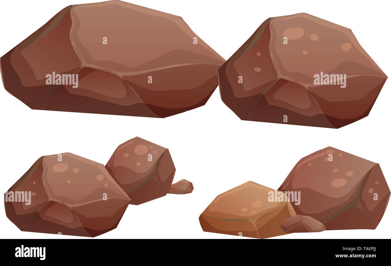 Illustration of the big and small rocks on a white background Stock ...