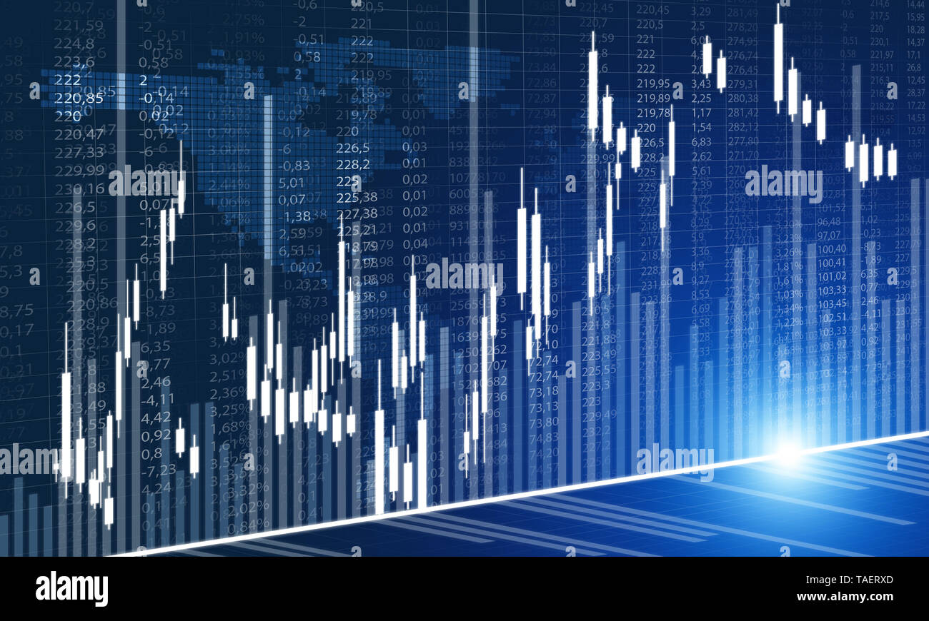 Financial and technology concept with graphs and charts on blue ...