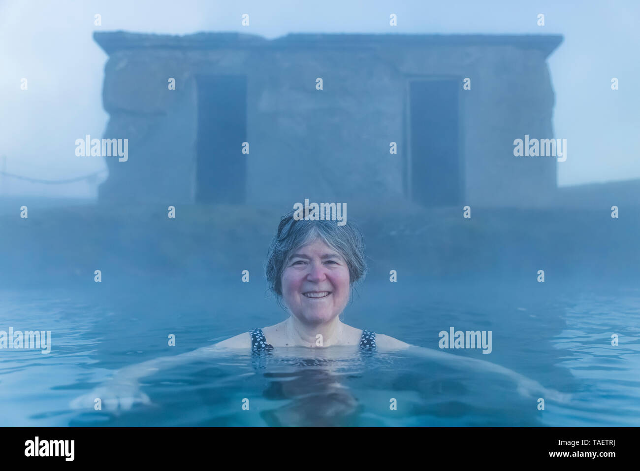 Karen Rentz soaking in the Secret Lagoon, a natural hot springs in ...