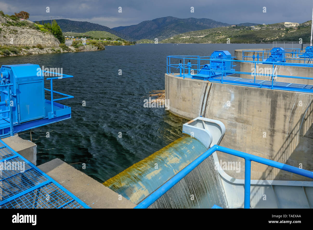 View from the sluice gate at Germasogeia dam looking towards the ...
