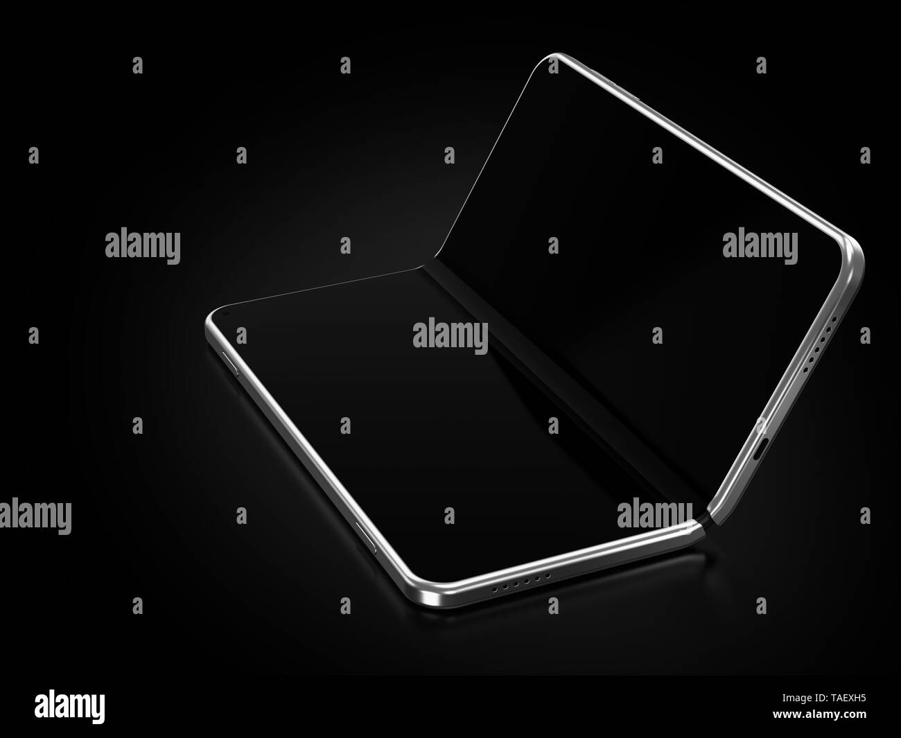 Concept of foldable smartphone folding on the longer side. Flexible ...