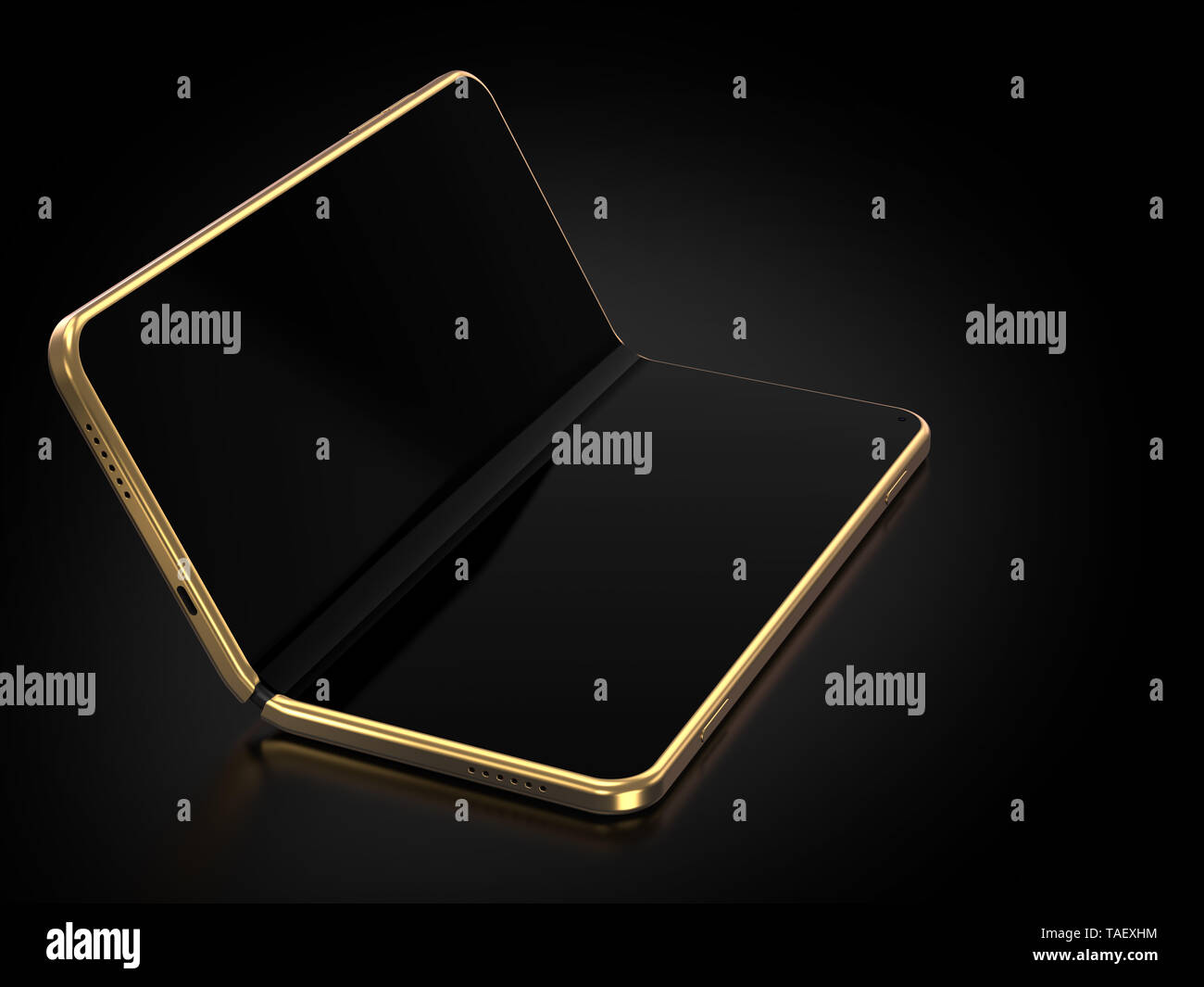Concept of foldable smartphone folding on the longer side. Flexible ...