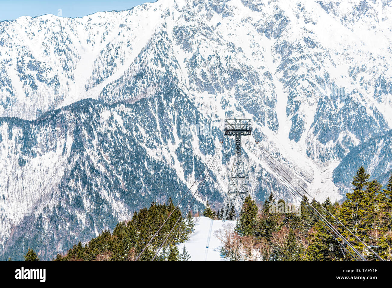 Takayama, Japan snow in Shinhotaka Ropeway cable car view in Gifu ...