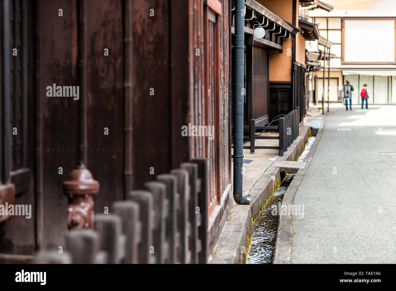 Takayama, Japan small canal gutters in Gifu prefecture view of ...