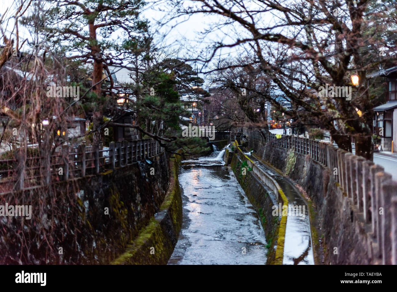 Takayama, Japan small town and Enako river in Gifu prefecture in Japan ...