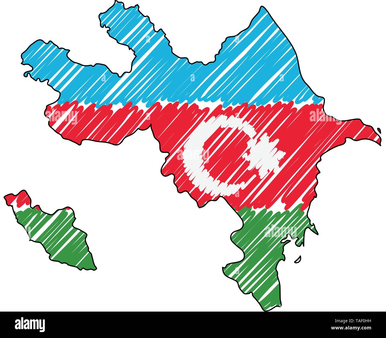 Azerbaijan map hand drawn sketch. Vector concept illustration flag ... Azerbaijan map hand drawn sketch. Vector concept illustration flag ...