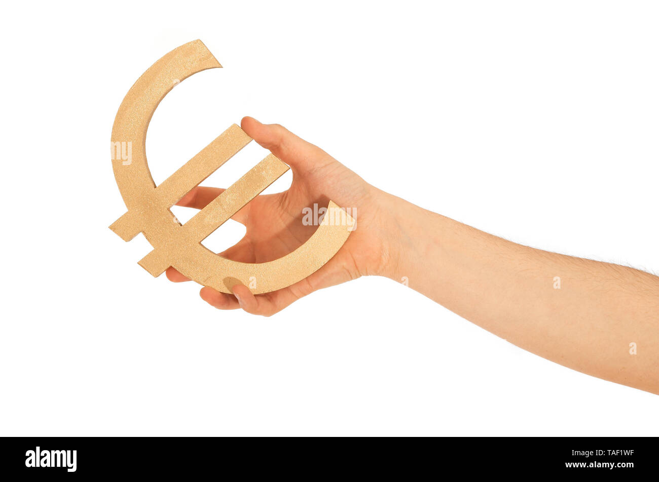 hand holding Euro sign on white Stock Photo - Alamy