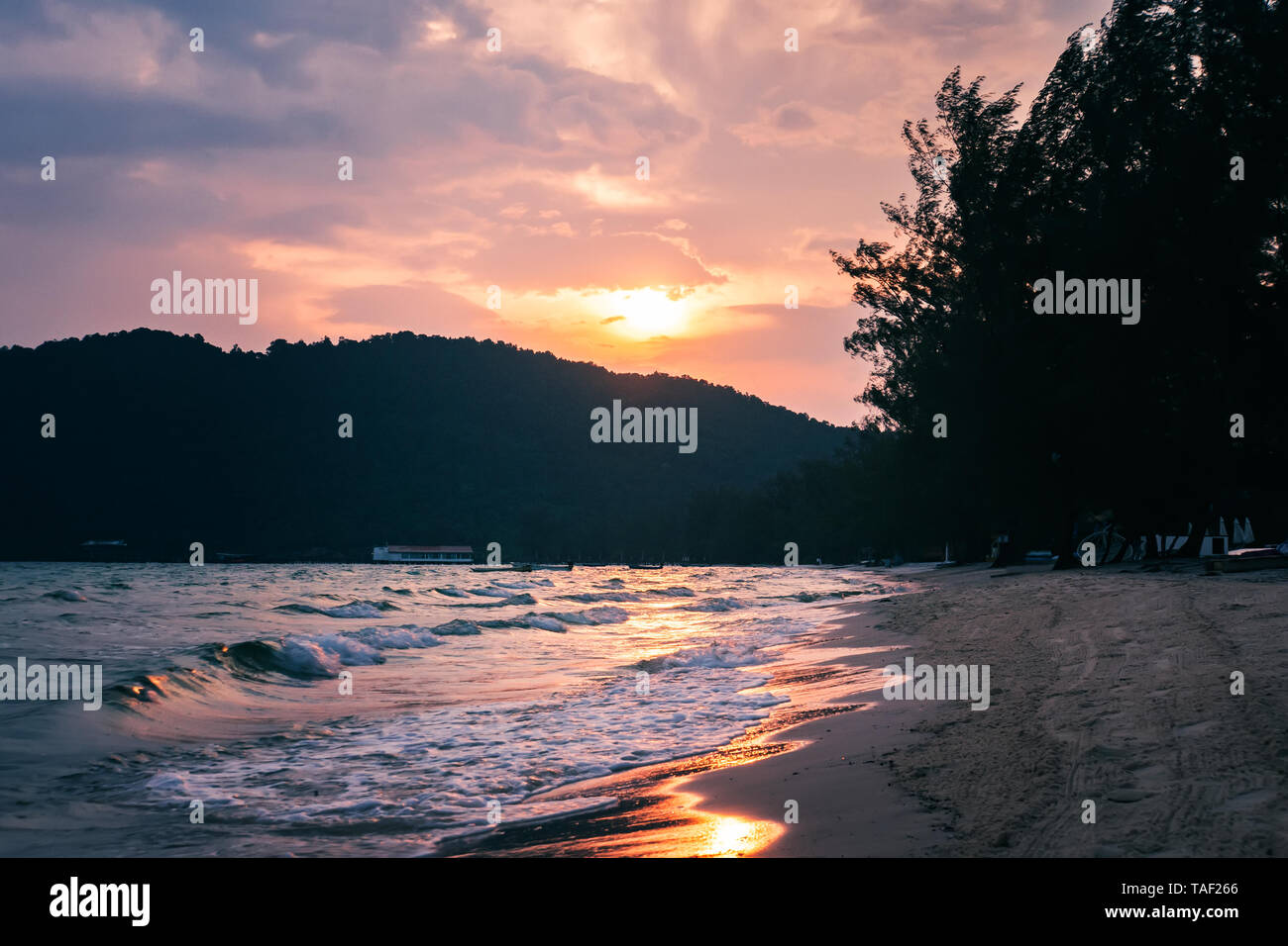 Sunset from Koh Rong Samloem island, Cambodia Stock Photo - Alamy