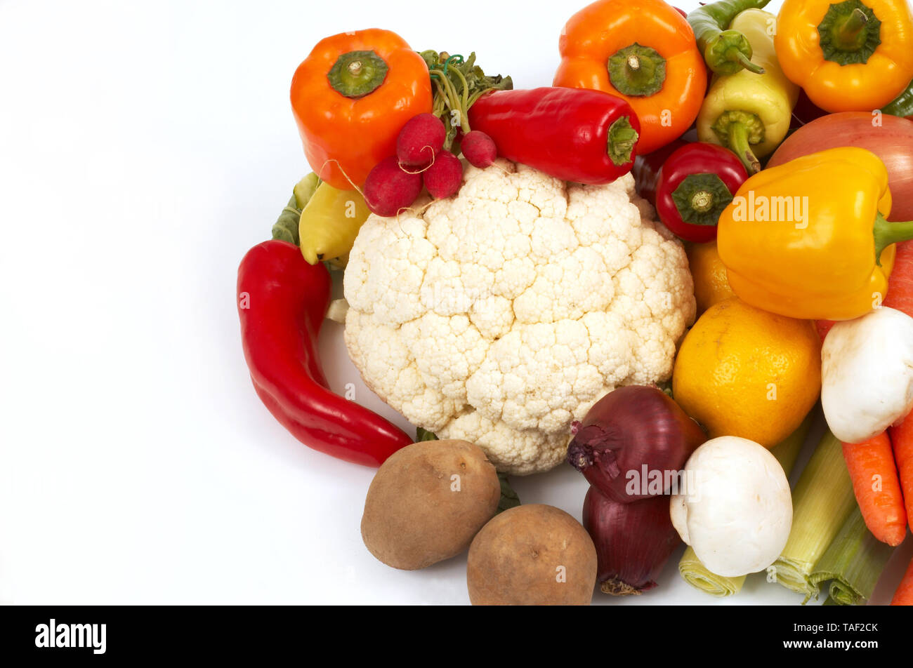 colorful vegetables close up on white background Stock Photo - Alamy