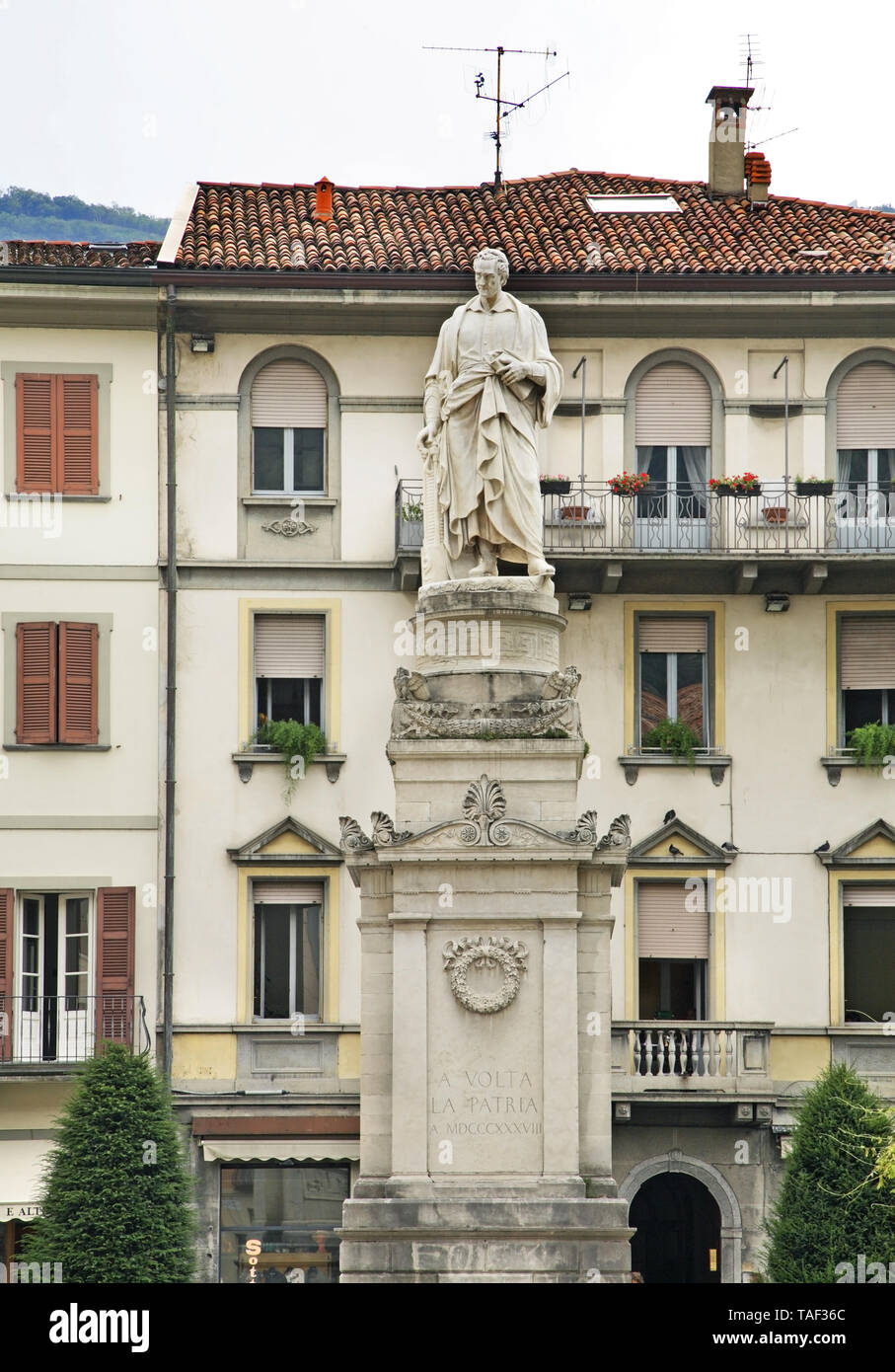 Monument to Alessandro Volta at Alessandro Volta square in Como. Italy ...