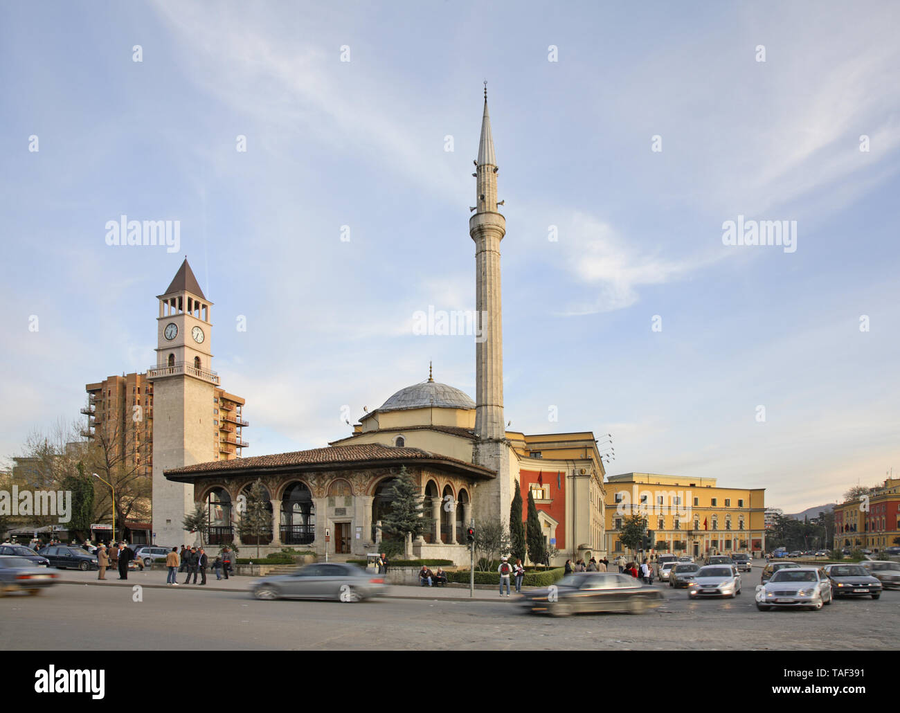 Ethem Bey mosque and clock tower in Tirana. Albania Stock Photo - Alamy
